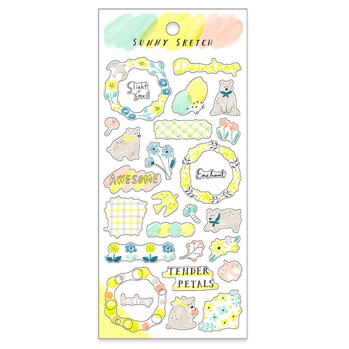 Sunny Sketch Stickers - Yellow – Cute Things from Japan