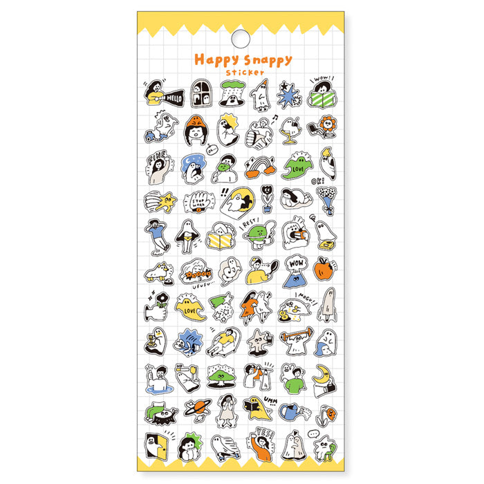 Happy Snappy Stickers - Yellow – Cute Things from Japan