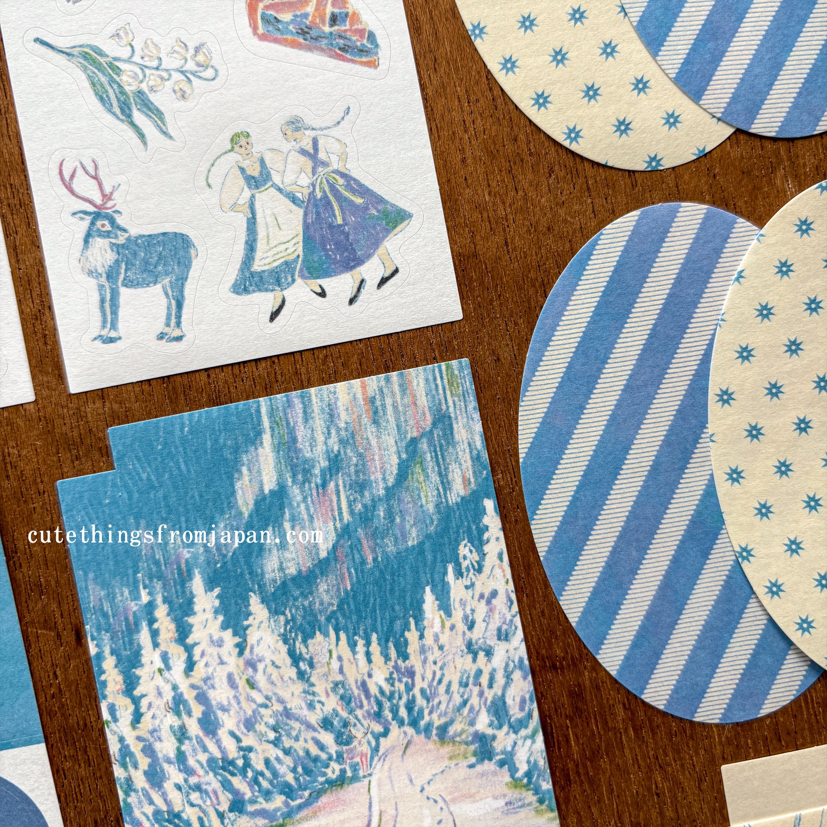 Yuka Takamaru Collage Stickers Set - Light Blue – Cute Things from Japan